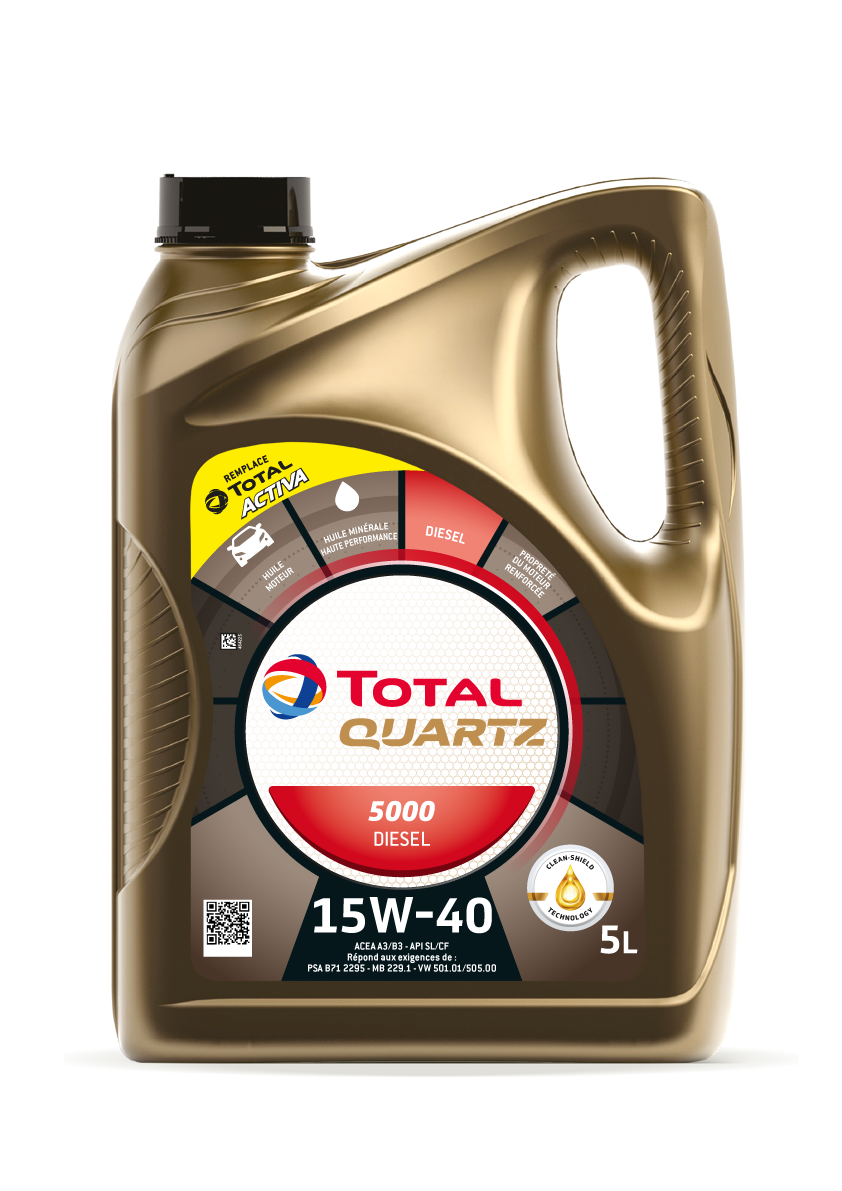 Huile moteur TOTAL Quartz 5000 15W40 Diesel 5L - Roady